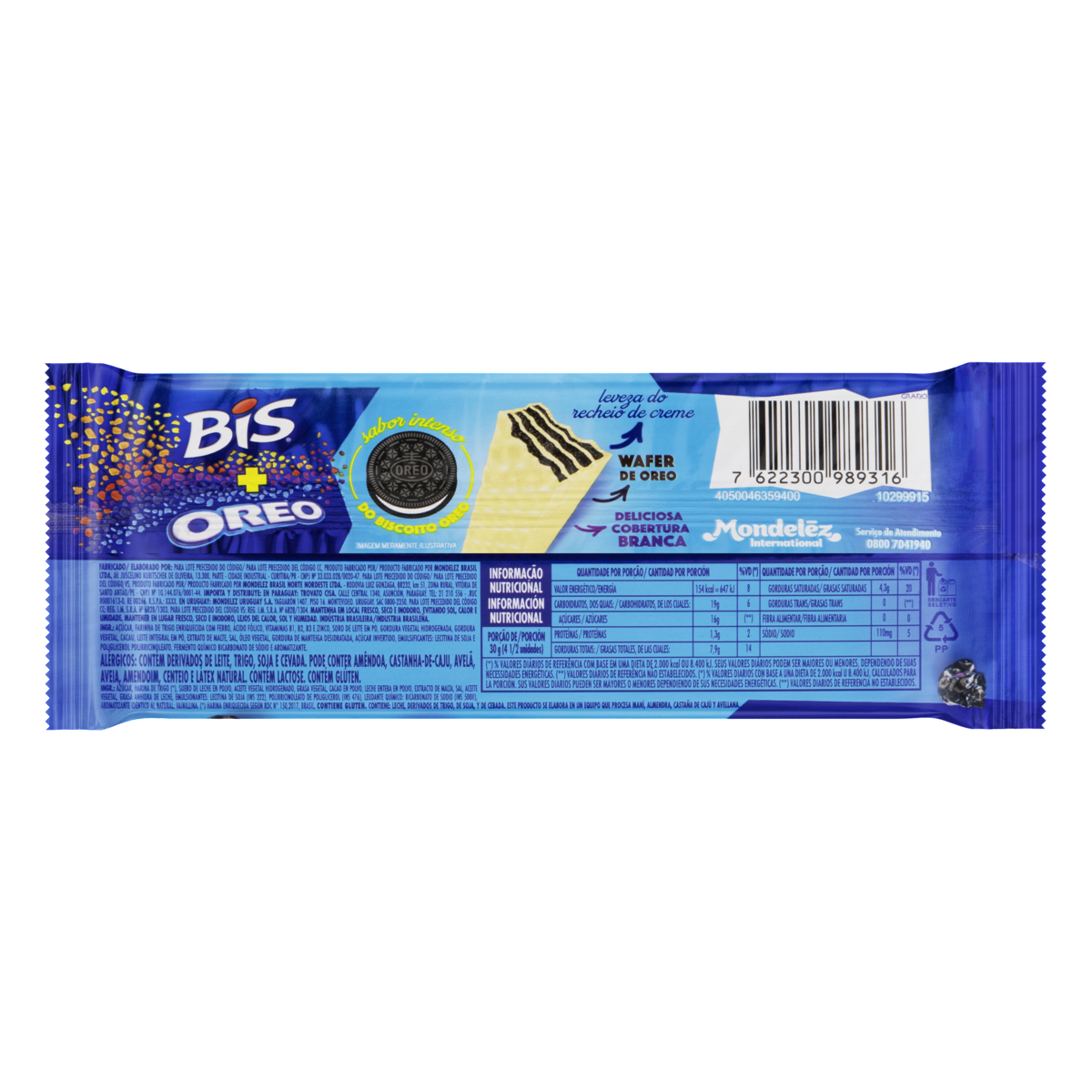 Wafer Oreo Cobertura Chocolate Branco Lacta Bis Pacote 100,8g - Supermercado Azevedo